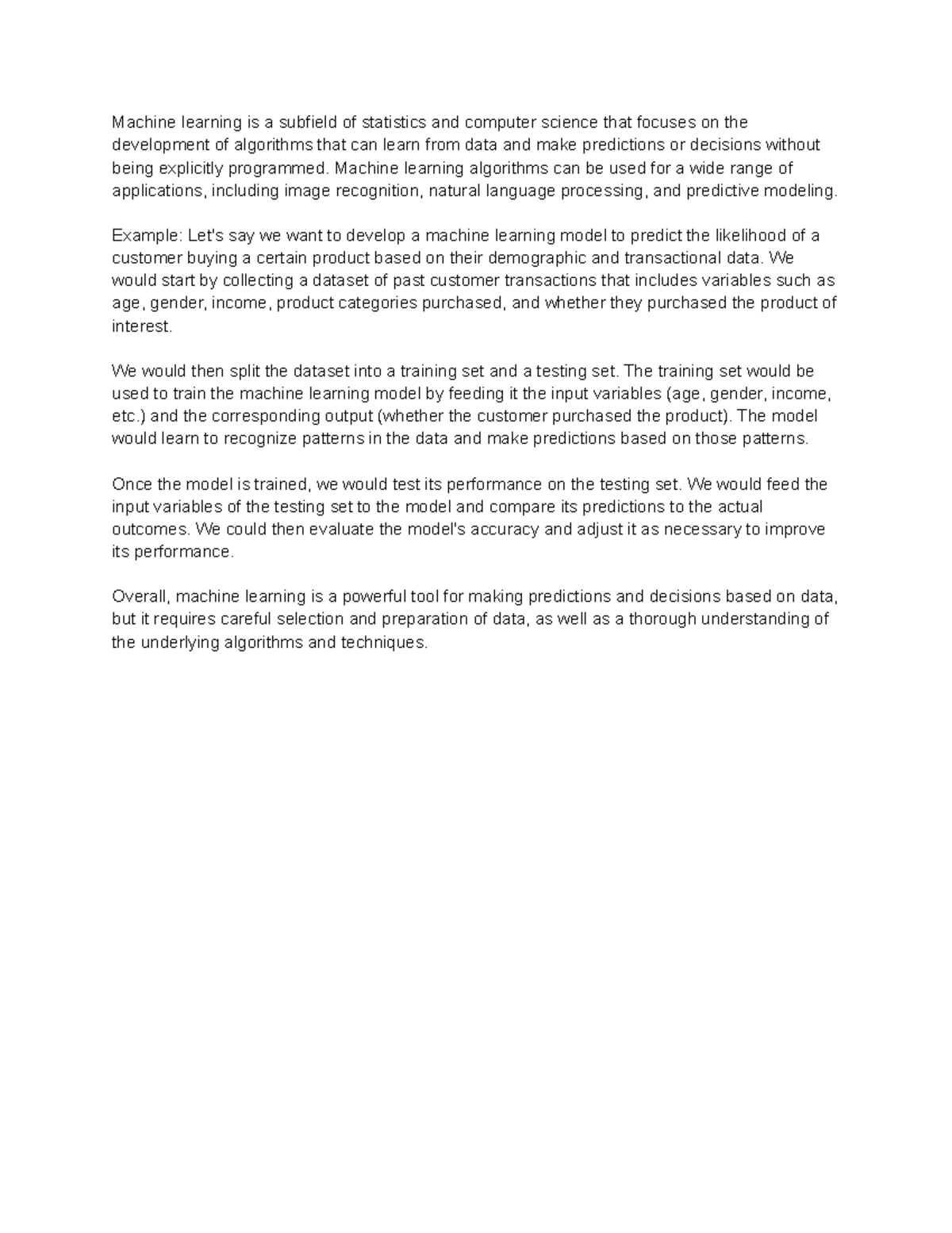 Machine learning notes - Machine learning is a subfield of statistics ...