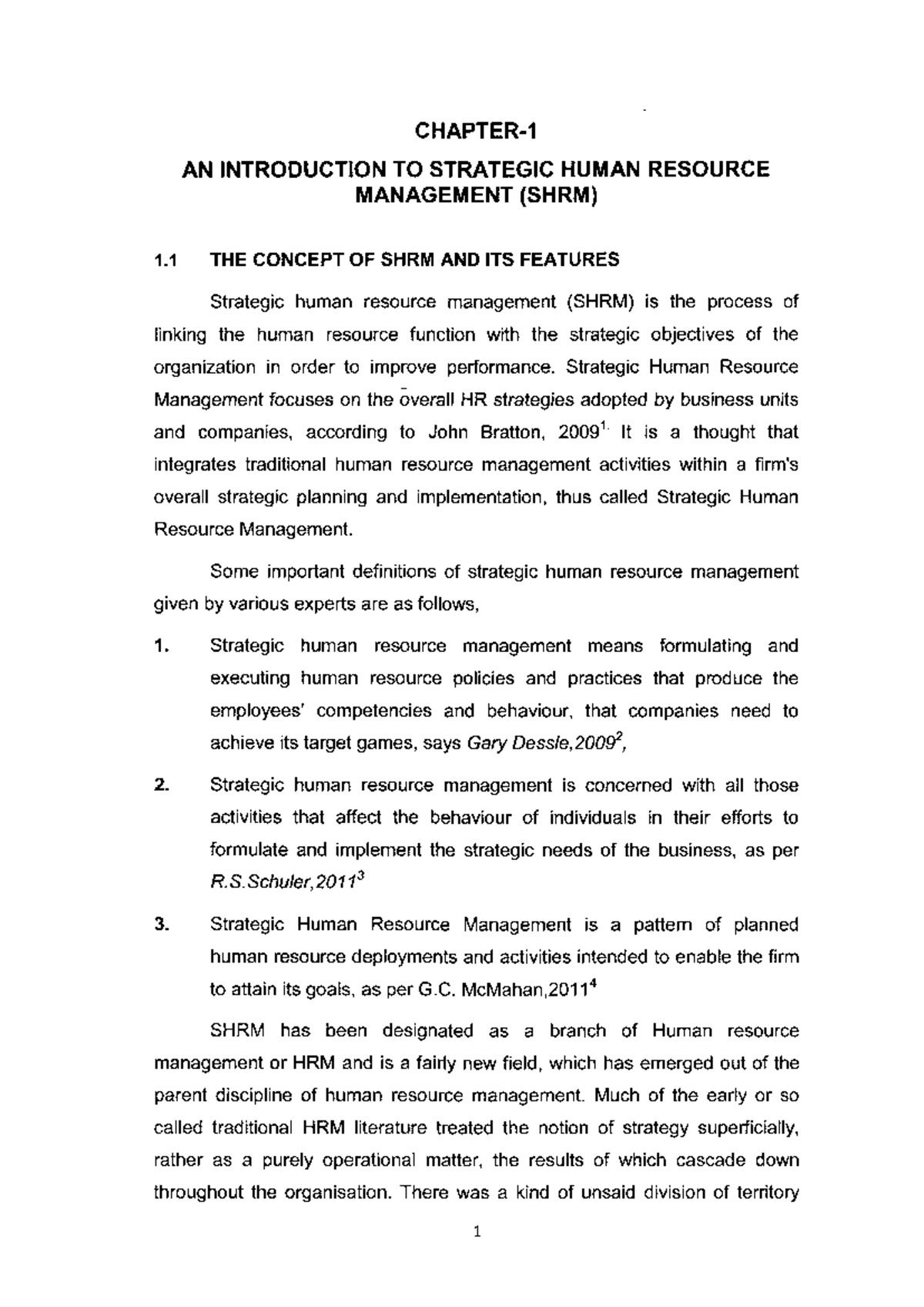 NOTE - Strategic Human Resource management - CHAPTER- AN INTRODUCTION ...