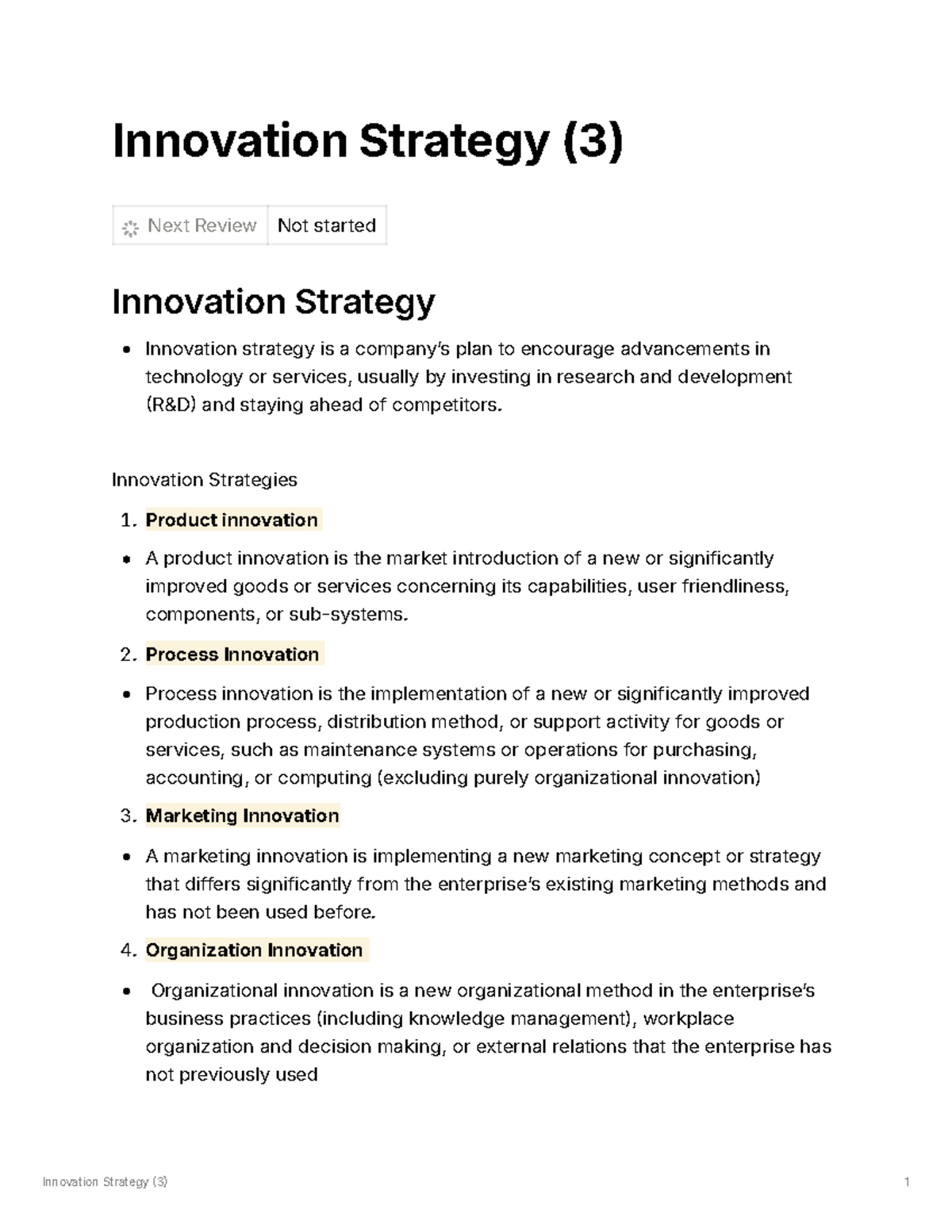 Innovation Strategy - Innovation Strategies Product innovation A ...