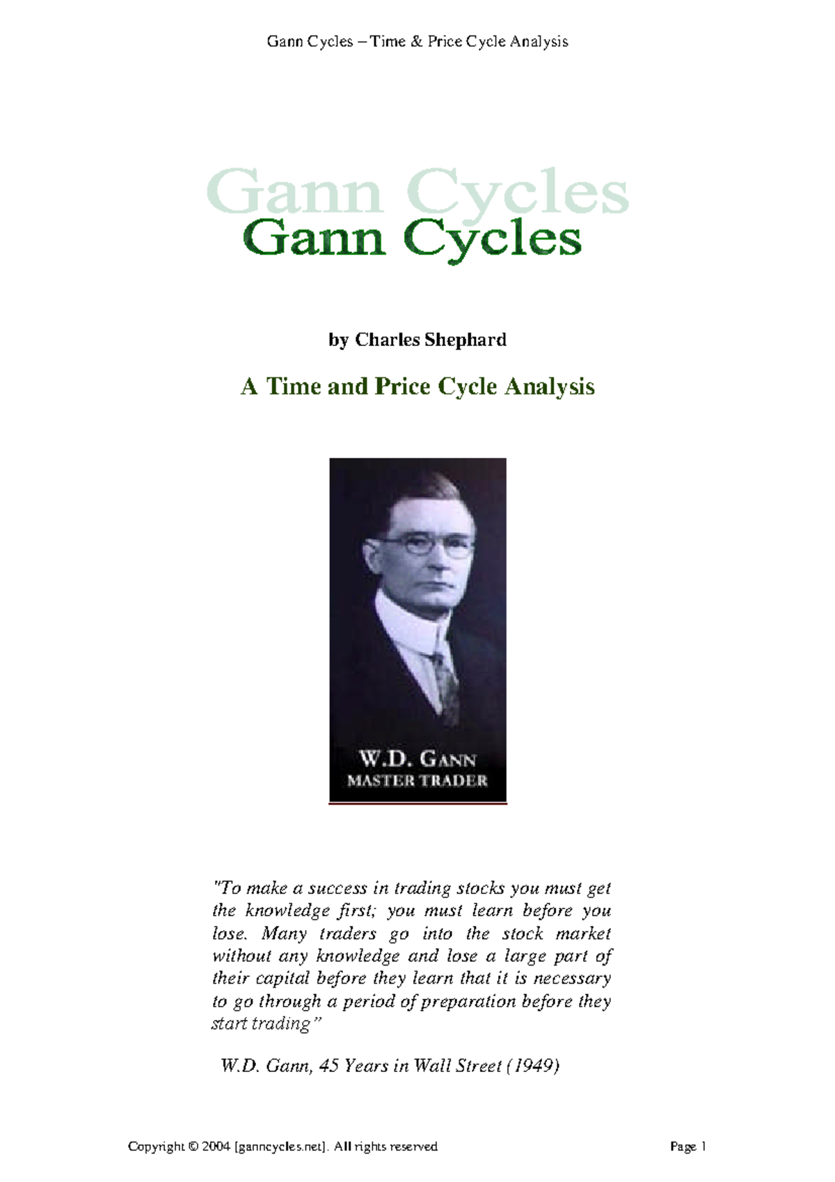 455601479 Gann Cycles: Time & Price Analysis for Trading Success - Studocu