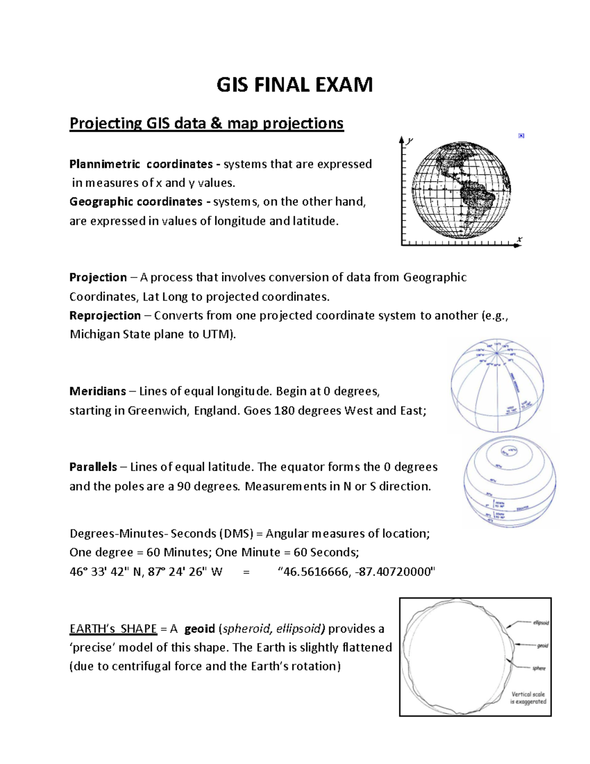Gis final exam michigan state university - GIS FINAL EXAM Projecting ...