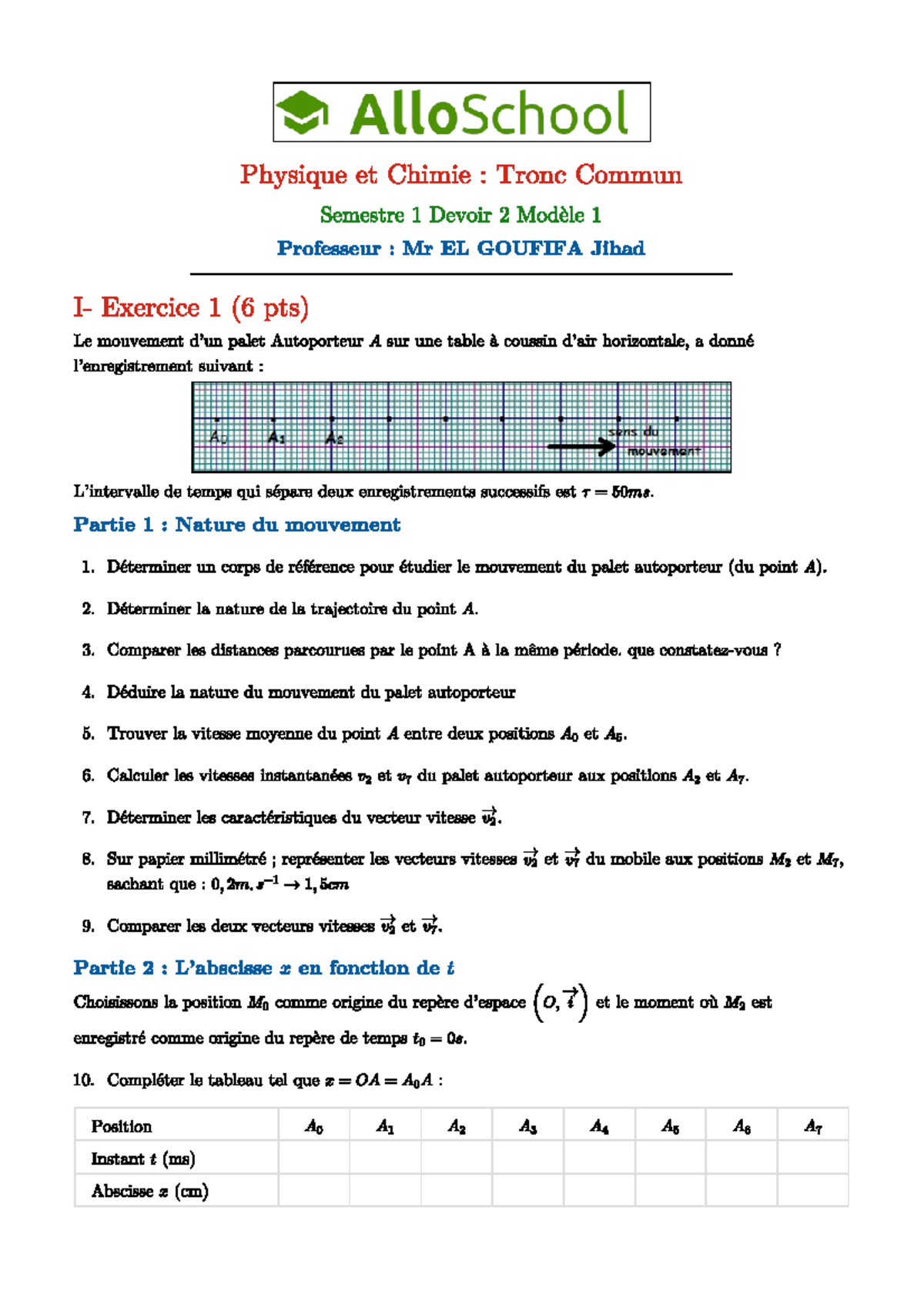 Pc tc semestre 1 devoir 2 modele 1 2 - AlloSchool Physique et Chimie ...