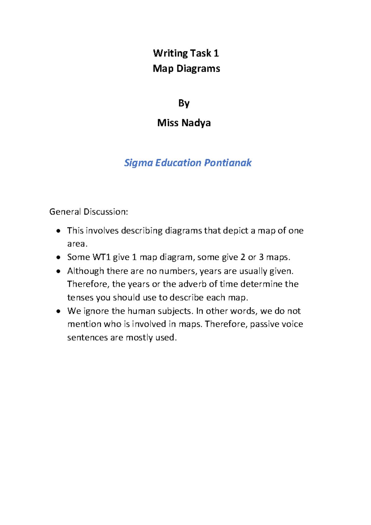 IELTS Writing Task 1: Understanding Map Diagrams (Ms Nadya) - Studocu
