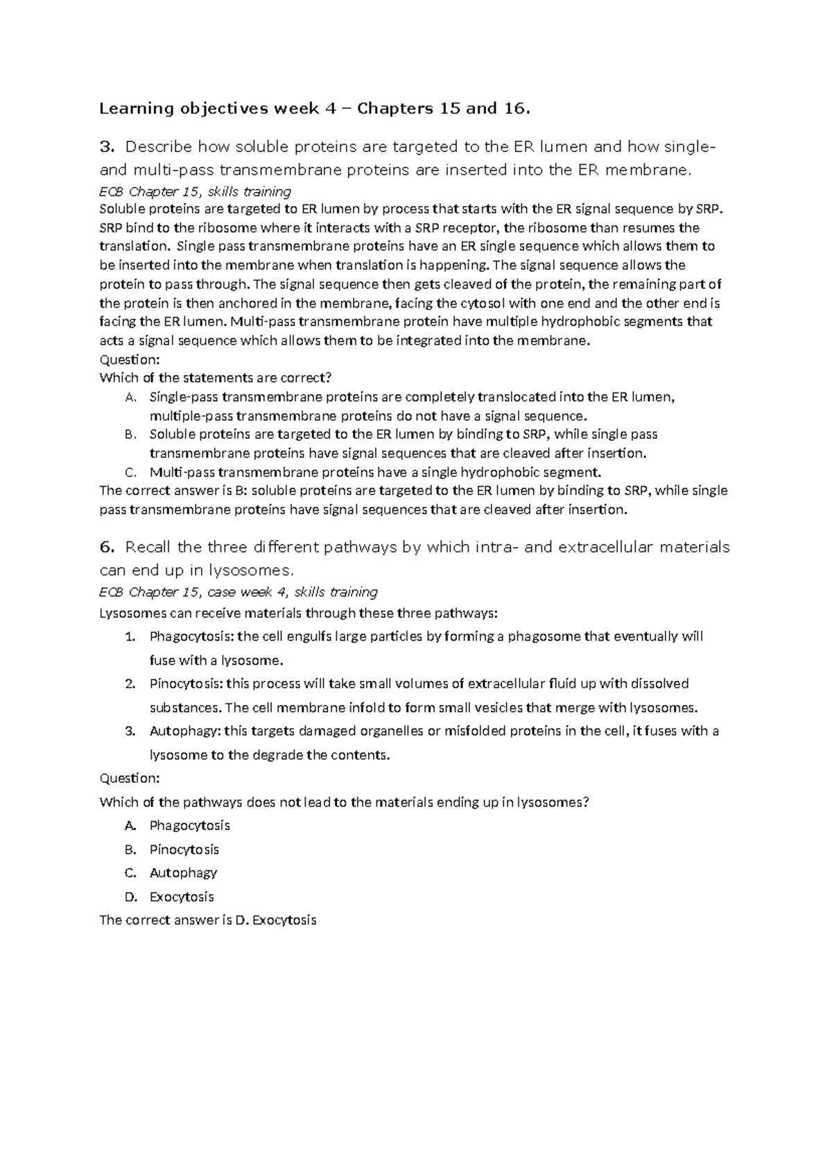 Skills Training Week 4 2024: ER Protein Targeting & Lysosome Pathways ...