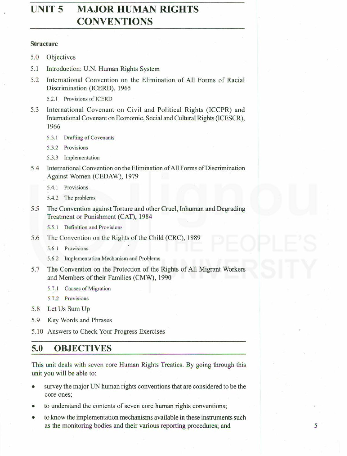 Unit 5: Major Human Rights Conventions Overview and Analysis - Studocu