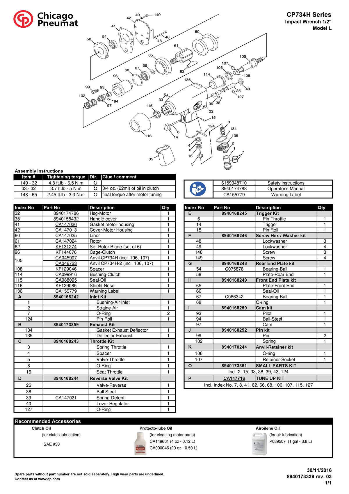 CP734H Assembly Instructions for Series Impact Wrench - Studocu