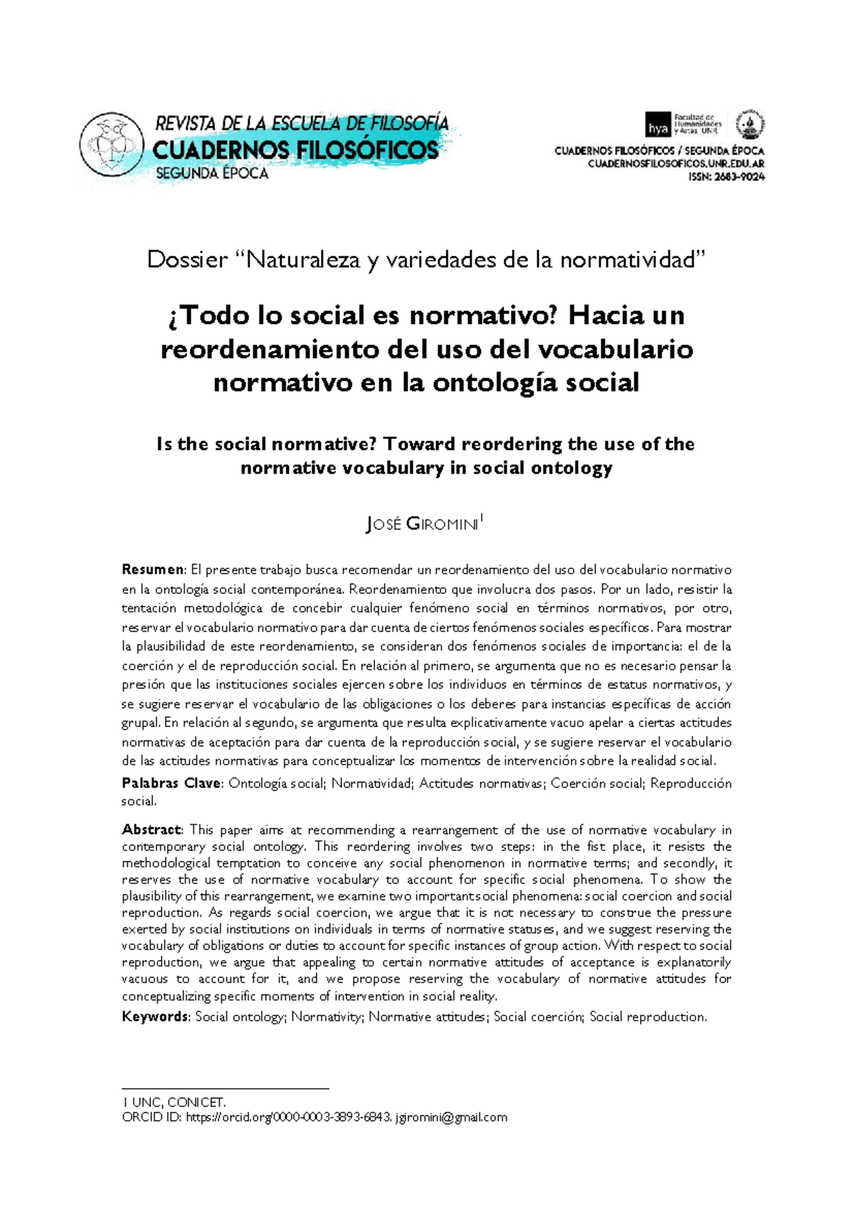 Es lo social normativo? Reordenamiento del vocabulario en ontología ...