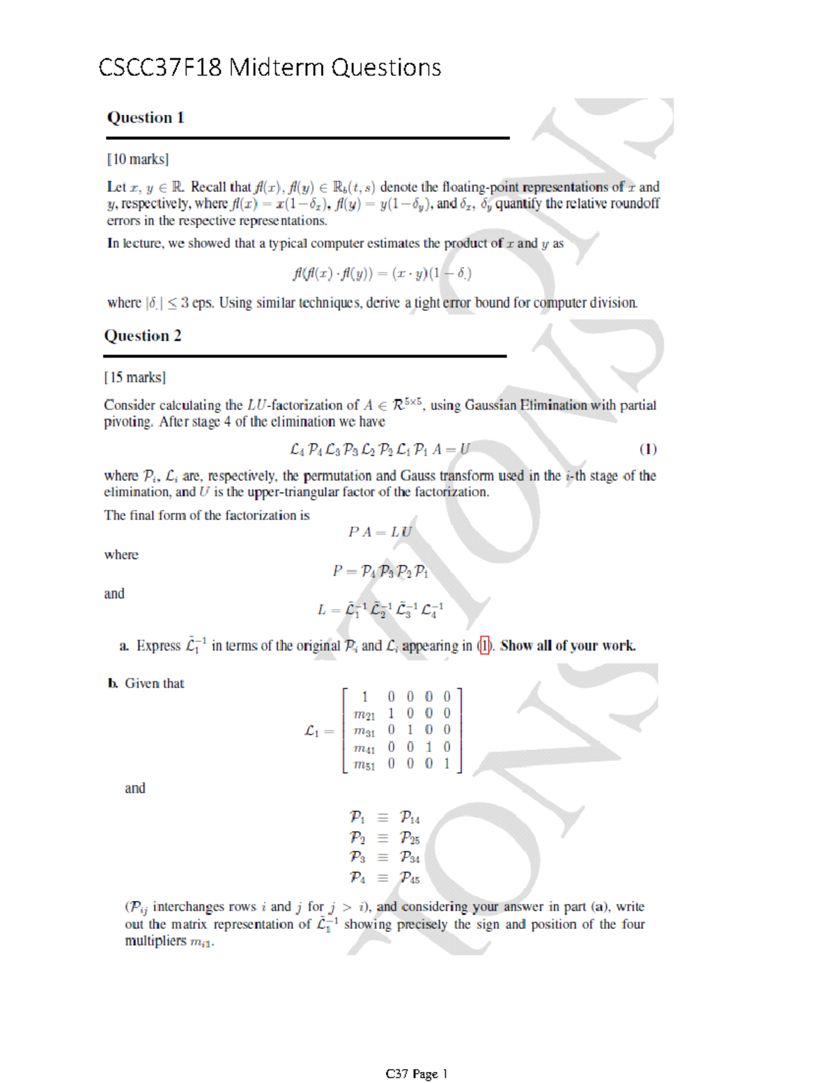 CSCC37 F18 Midterm Questions - CSCC37 - U of T - Studocu