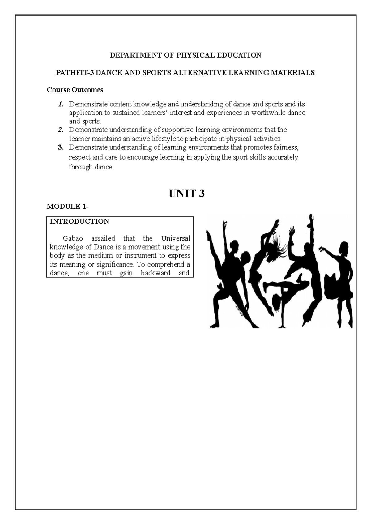 Pathfit 3 Dance - AAA: Exploring Dance History and Dynamics - Studocu