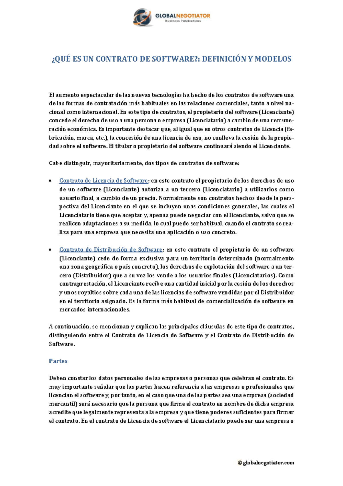 Modelos de Contrato de Software: Licencia y Distribución - Studocu