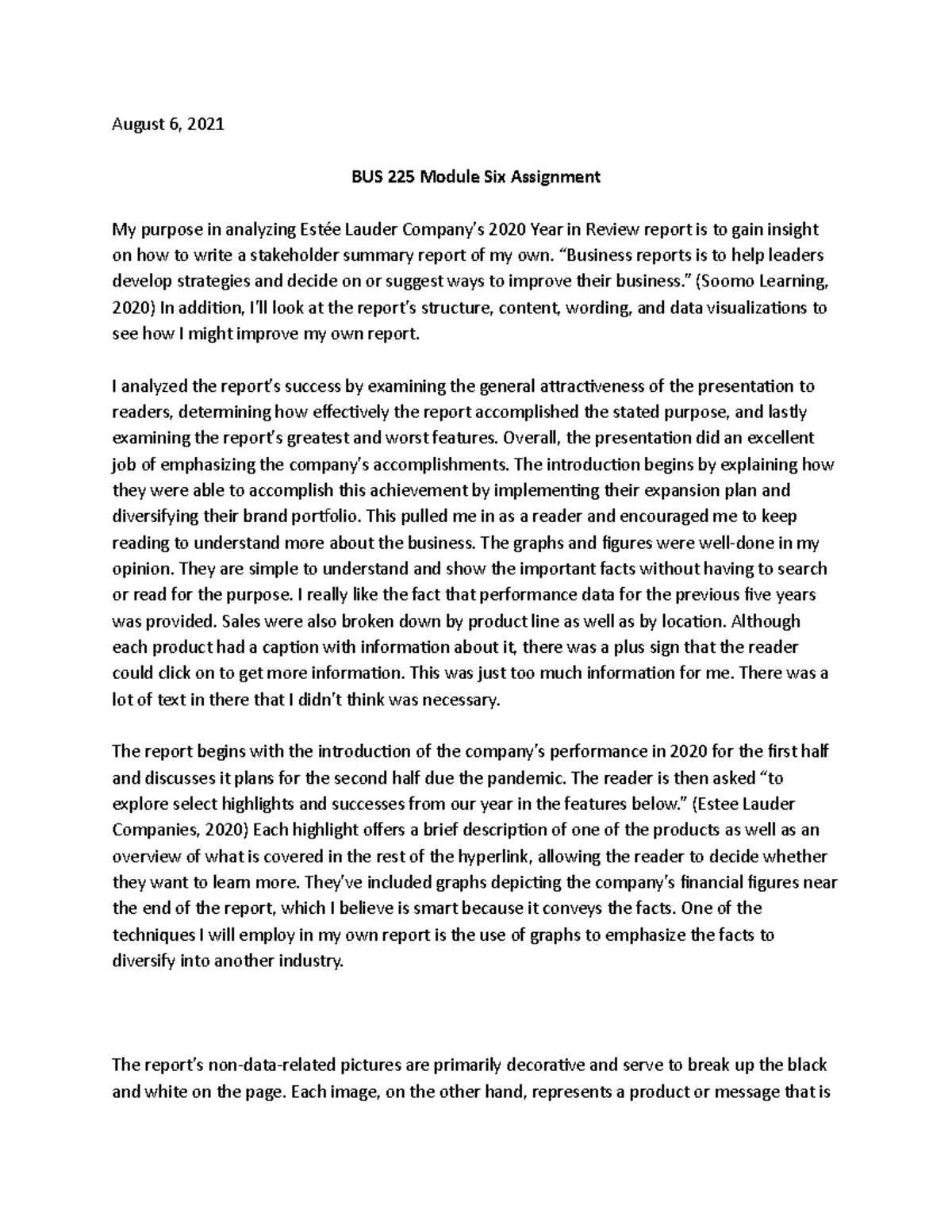 BUS225 Module Six Assignment - August 6, 2021 BUS 225 Module Six ...