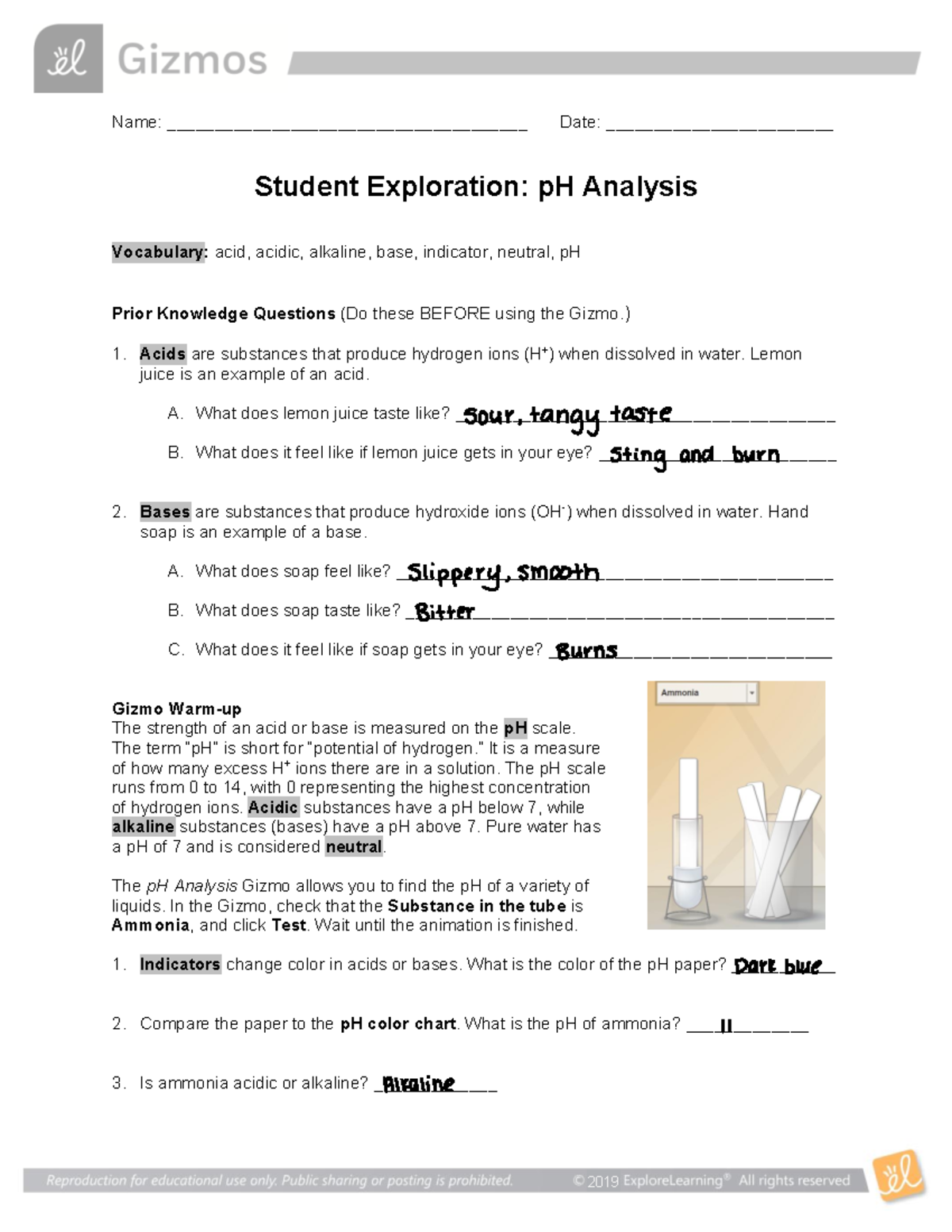 PH Analysis in Chemistry 2 Lab: Gizmo Answers & Exploration Guide - Studocu