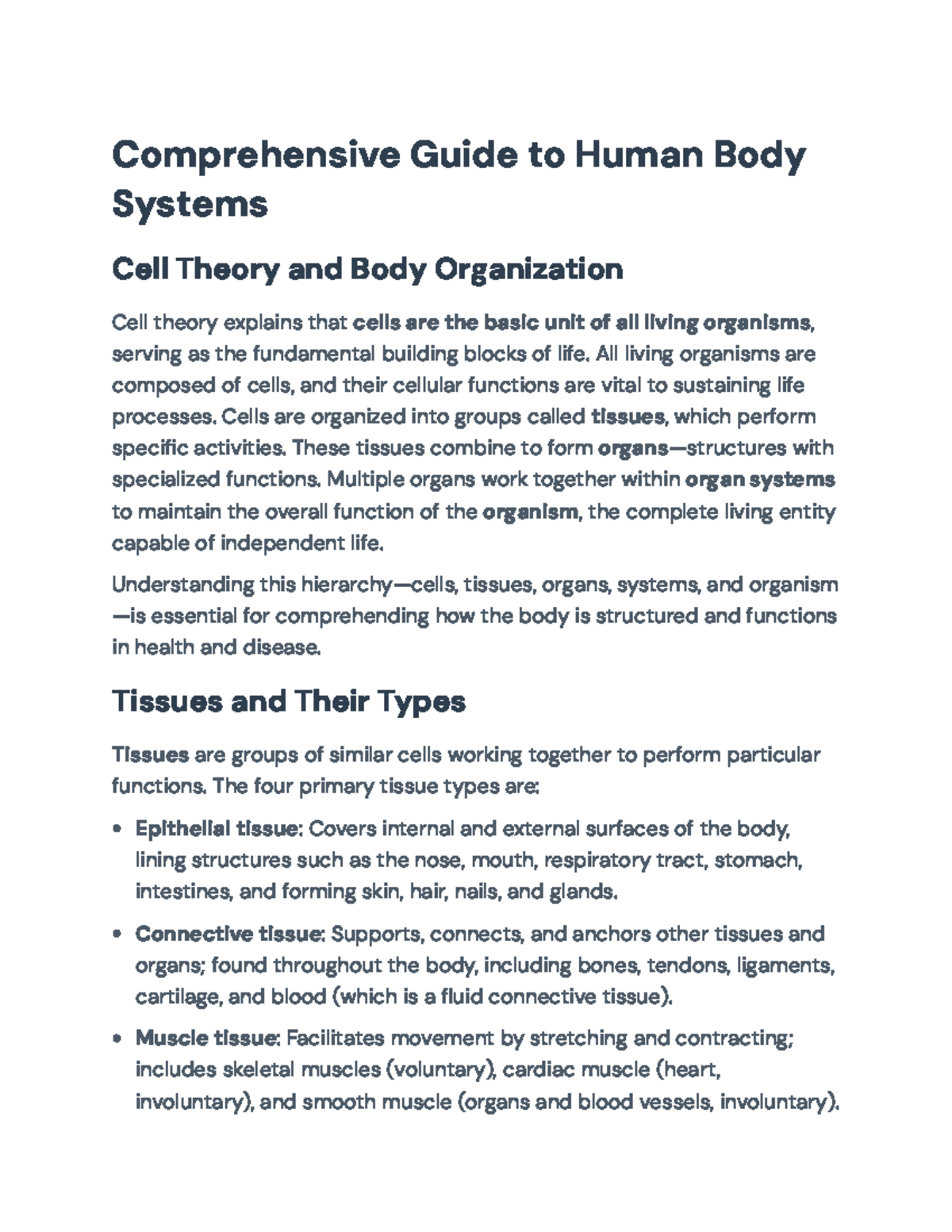 Comprehensive Overview of Human Body Systems and Nursing Care (BIO 101 ...