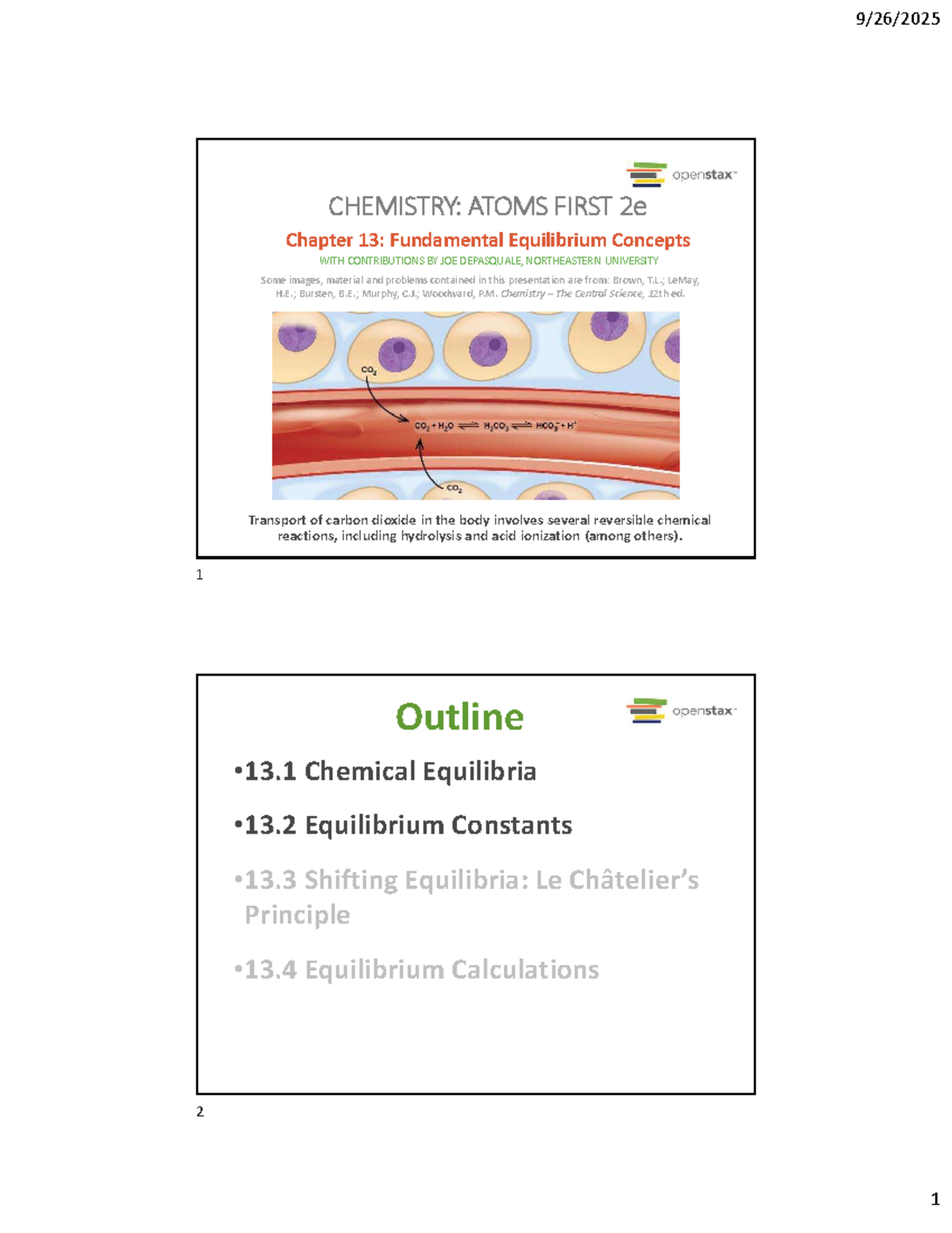 CHEMISTRY: ATOMS FIRST 2e Chapter 13 - Equilibrium Concepts Notes - Studocu
