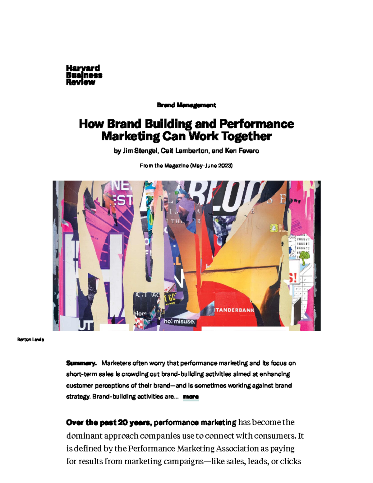 HBR3 - Brand Management: Integrating Performance Marketing & Brand ...