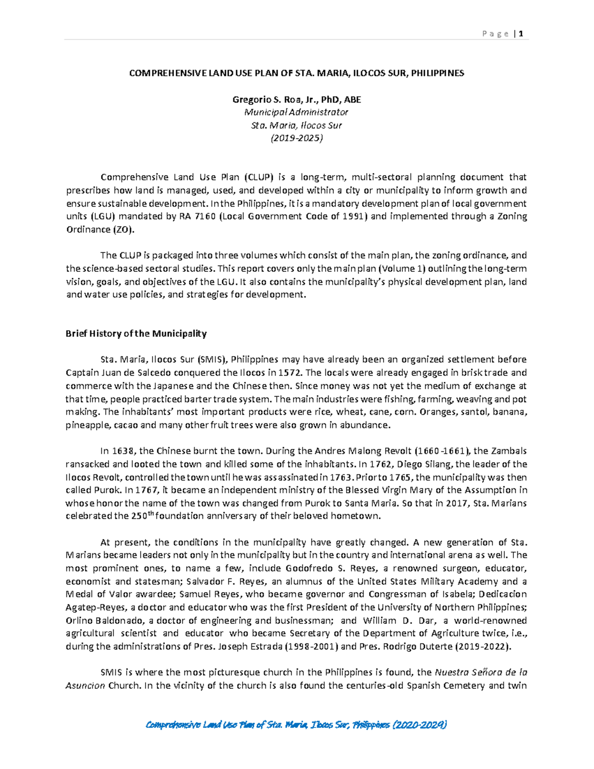 Comprehensive Land Use Plan (CLUP) for Sta. Maria, Ilocos Sur - Studocu