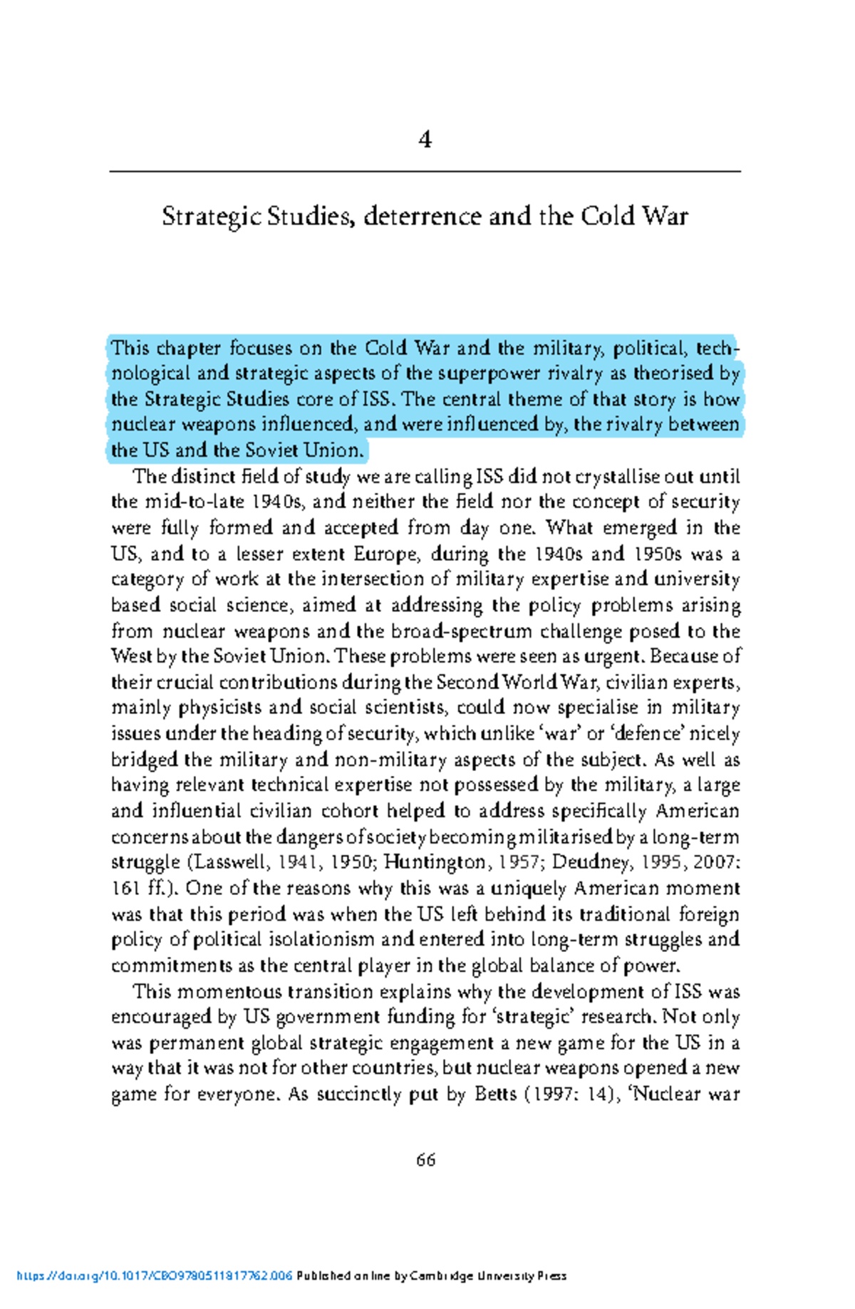 Strategic Studies: Deterrence Dynamics During the Cold War - Studocu