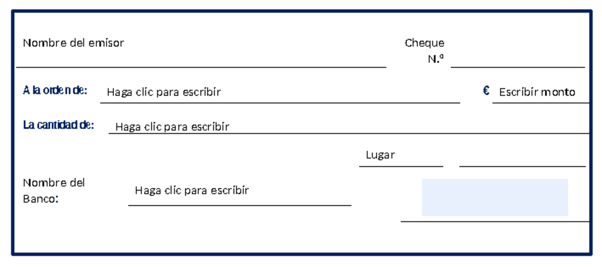 Ejemplo De Cheque Escrito