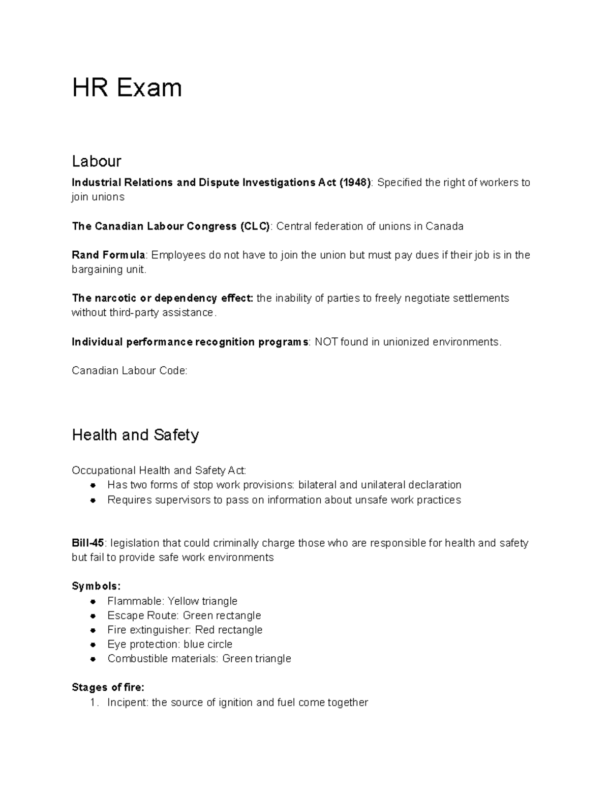 CHRP/L Exam Preparation Notes on HR Policies and Practices - Studocu