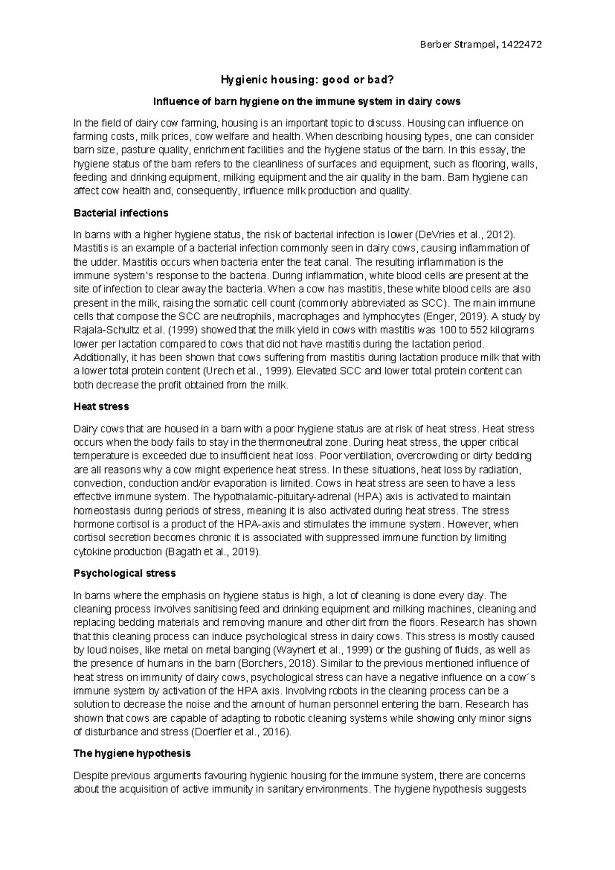 Final Essay ADP: The Impact of Barn Hygiene on Dairy Cow Immunity ...