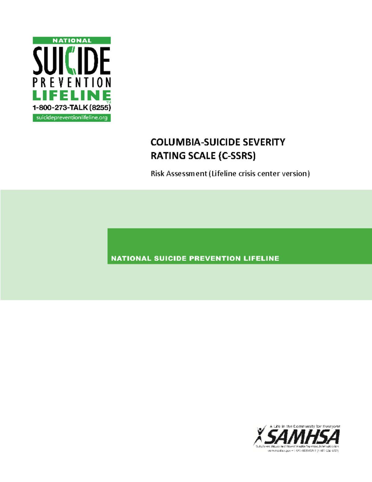 C-SSRS Risk Assessment: Columbia-Suicide Severity Rating Scale Guide ...