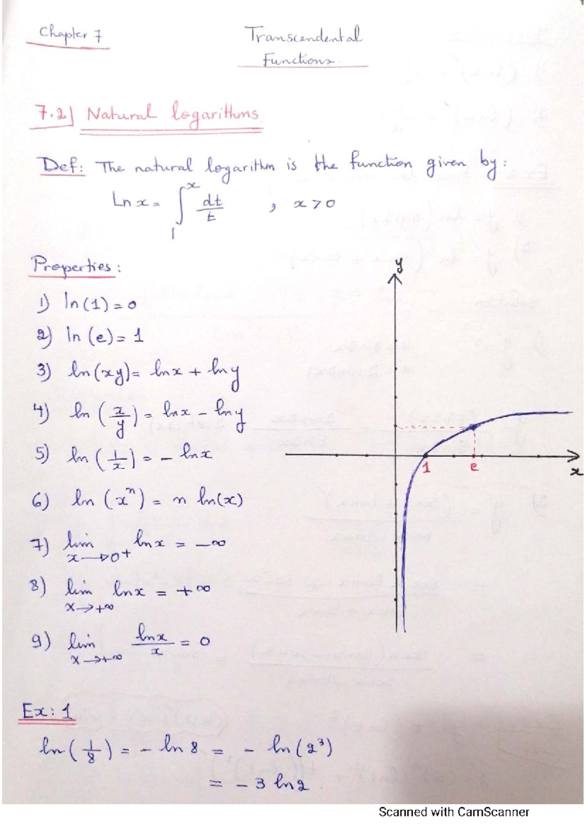 Lecture 2: Chapter 7 - Transcendental Functions & Natural Logarithms ...