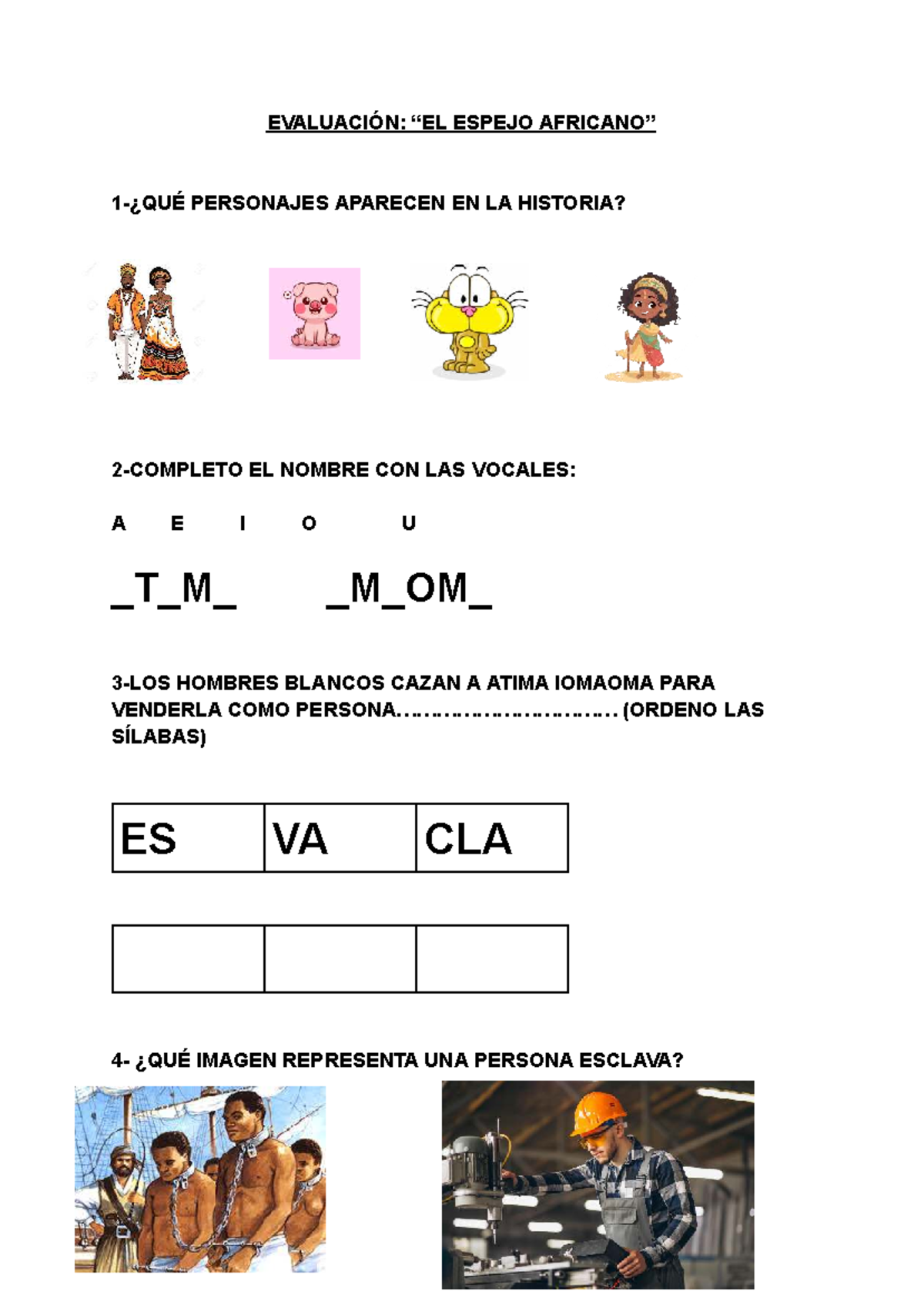 Evaluación “EL Espejo Africano” - EVALUACIÓN: “EL ESPEJO AFRICANO” 1 ...