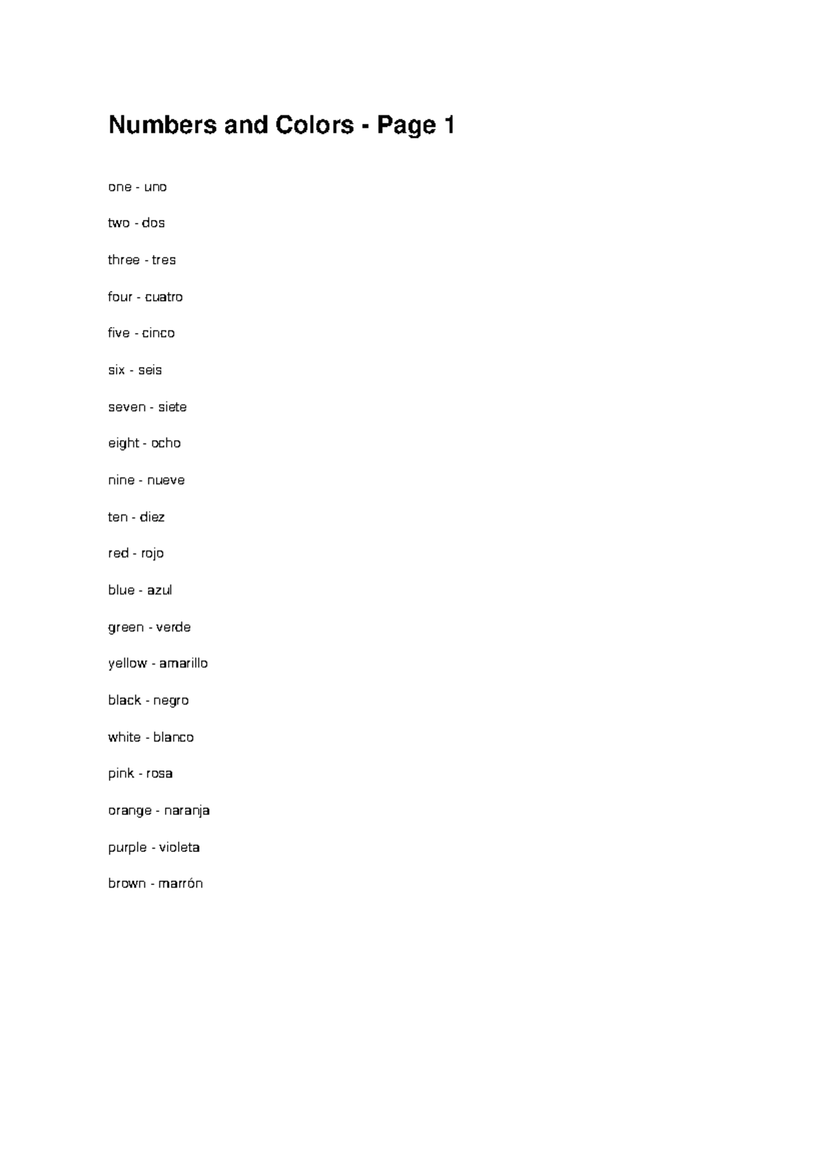 Basic English Vocabulary 2: Numbers and Colors - Studeersnel