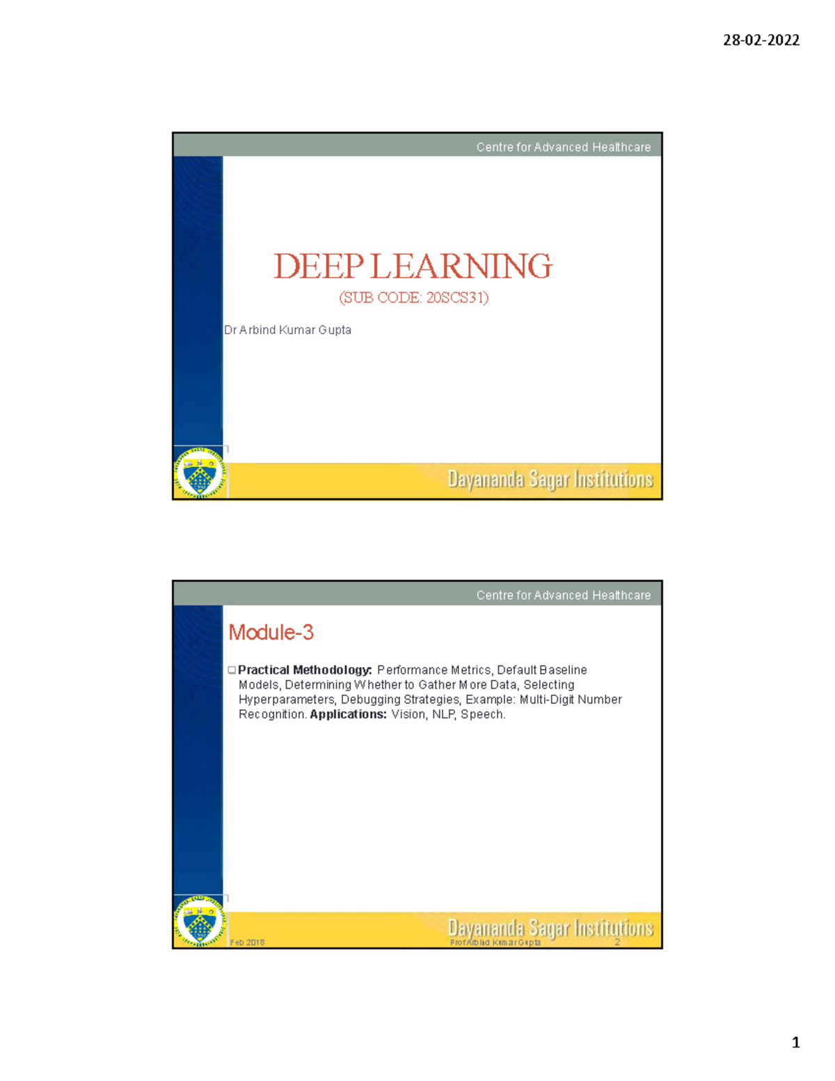 Deep Learning Practical Methodology Notes (20SCS31) - Module 5 - Studocu