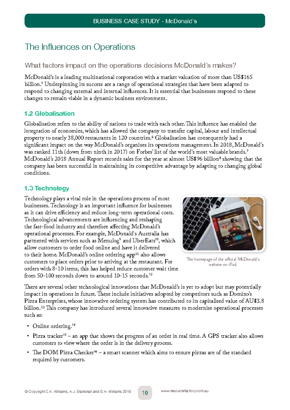 BUSINESS CASE STUDY: Influences on Operations at McDonald's - Studocu