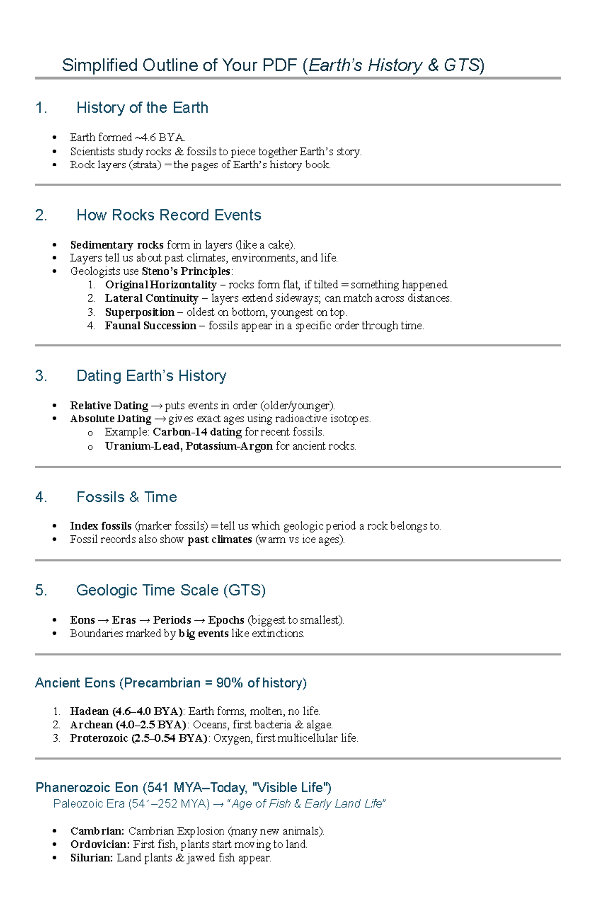 Geologic Time Scale Overview (GTS) - Simplified Outline - Studocu