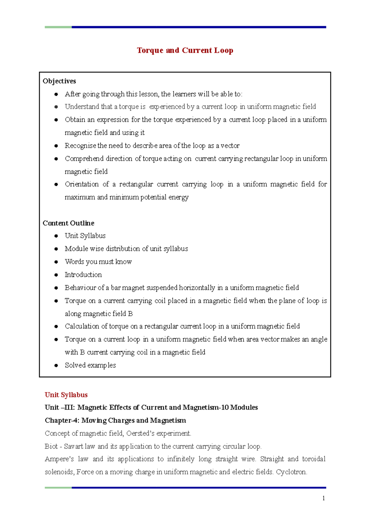 Torque and Current Loop - Torque and Current Loop Objectives After ...