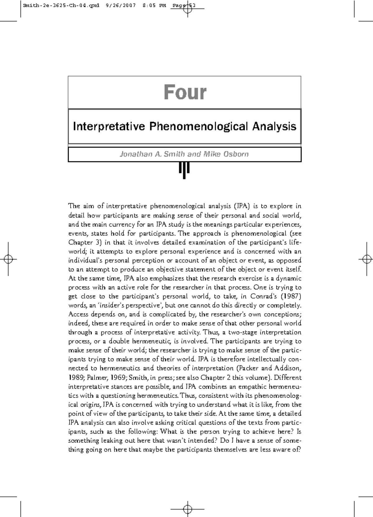 Interpretative Phenomenological Analysis: A Comprehensive Guide - Studocu
