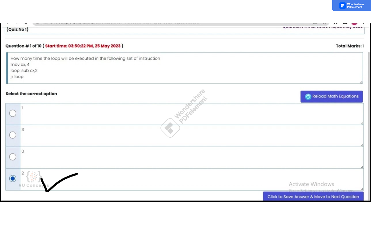 CS401P Final TERM Preparation - Wondershare PDFelement (Quiz No 1) Question 1 of 10 ( Start time ...
