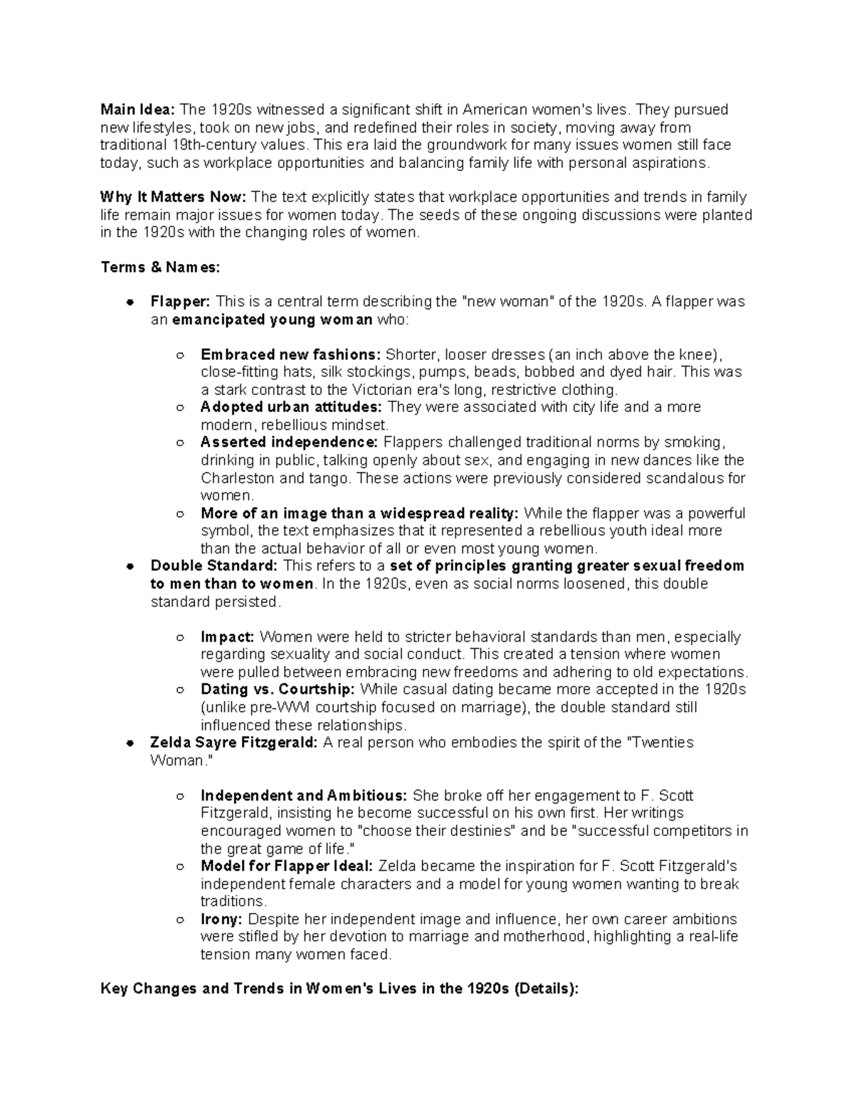 US History Notes Unit ? - Main Idea: The 1920s witnessed a significant ...