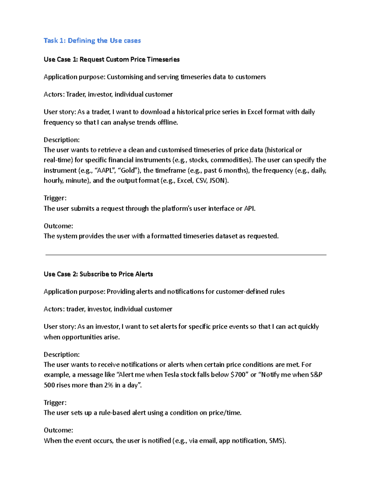Comp2511 Assignment 2: Use Cases for Price Data Management - Studocu