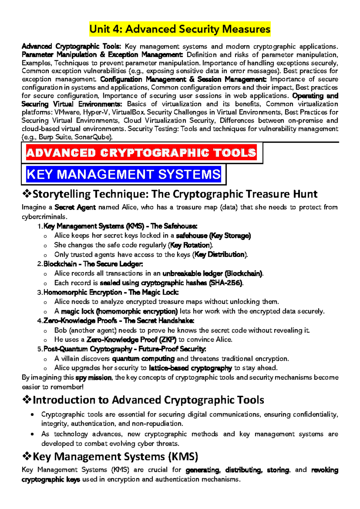 Unit 4: Advanced Security Measures - Cryptography, Parameter Manipulation, and - Studocu