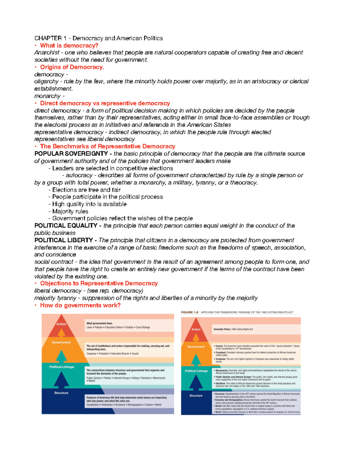 American Politics: Chapter Notes on Democracy and Government Structure ...