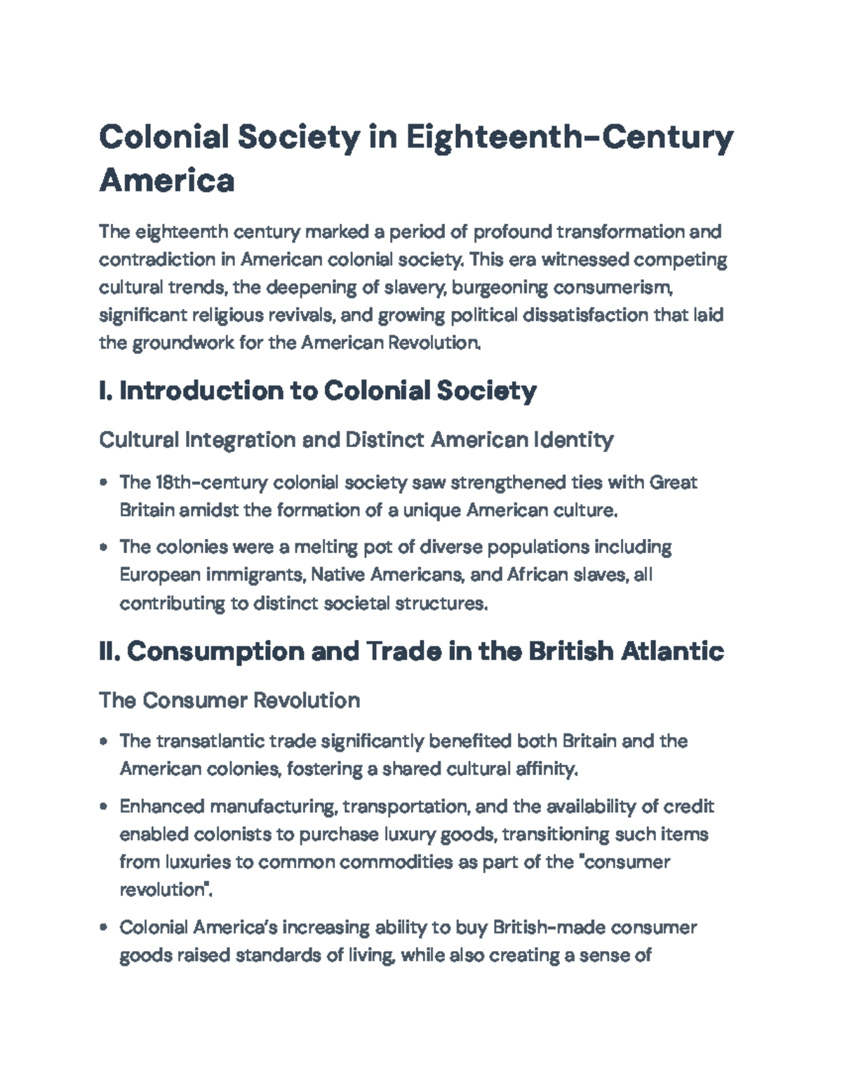 Colonial Society in 18th-Century America: A Transformation Overview ...