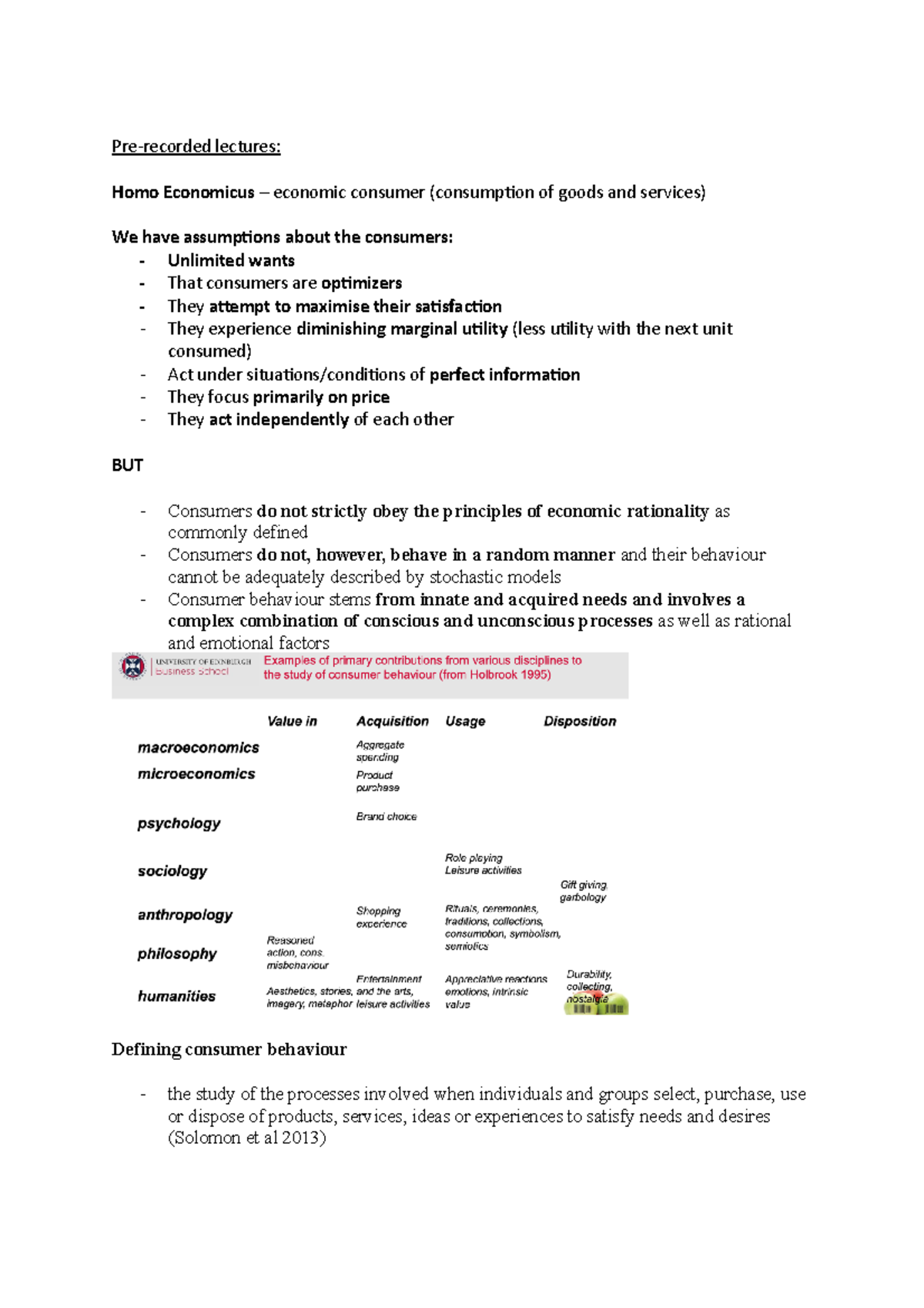 Consumer Behaviour Lecture 1 Understanding Economic Consumers Studocu
