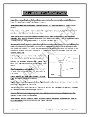 ZJC Combined Science Form 2: Focus on Key Concepts and Topics - Studocu