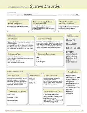 Dehydration ATI System Disorder Template - ACTIVE LEARNING TEMPLATES ...