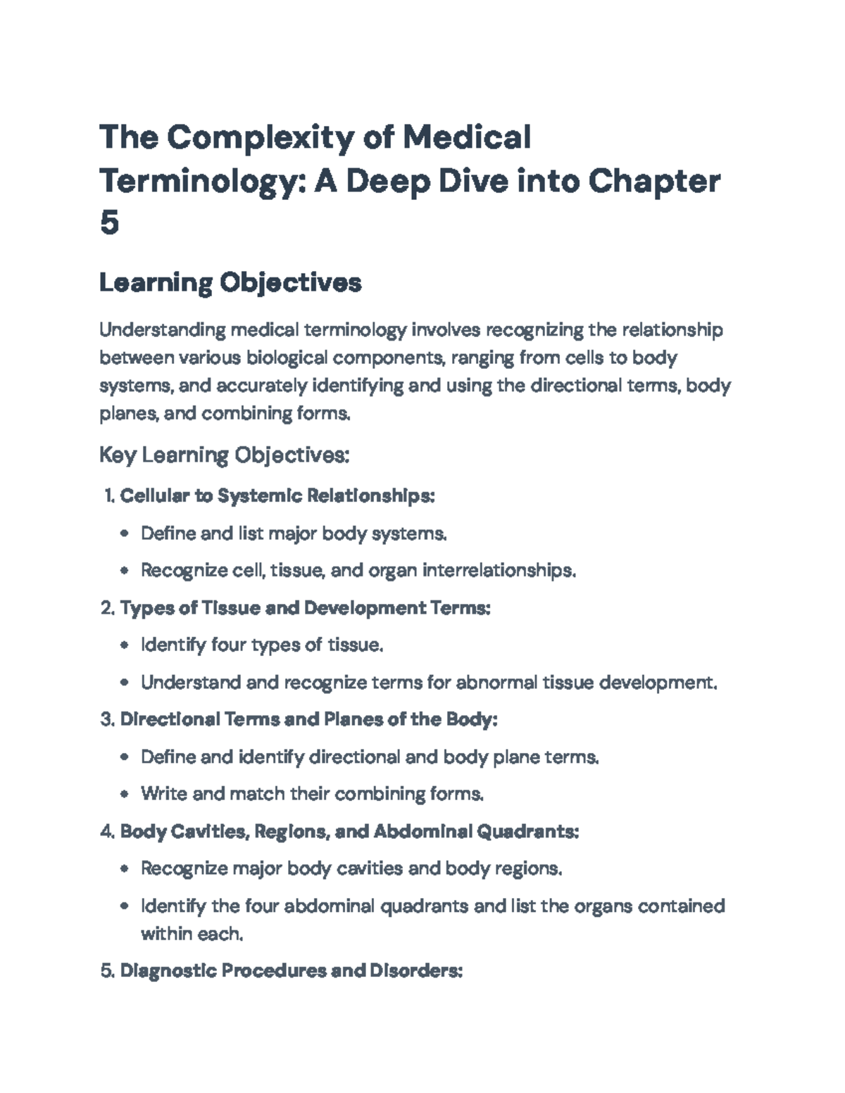 Medical Terminology: Chapter 5 Overview (BIOL 101) - The Complexity of ...