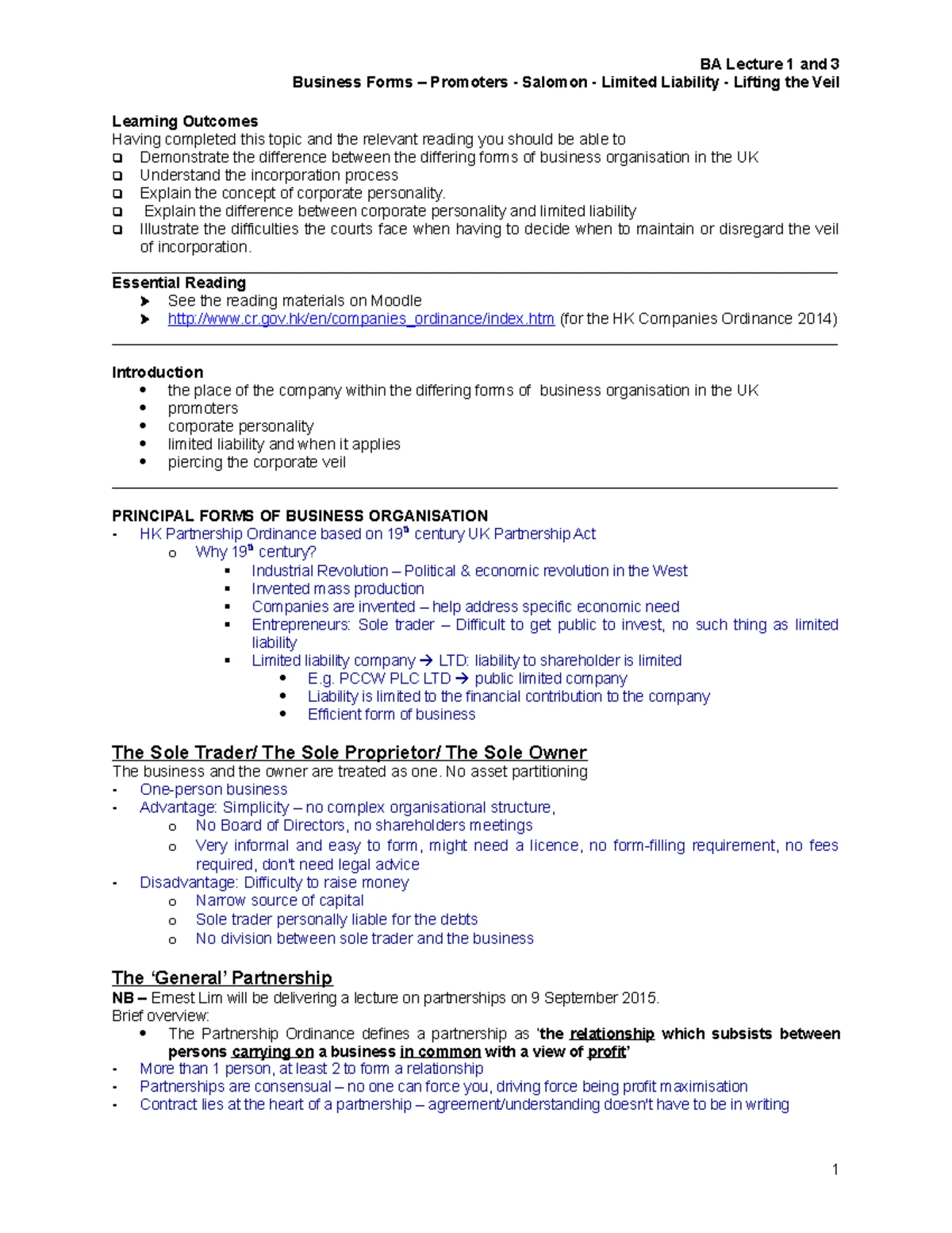 Model Article Cap 622H - Explanatory Notes to Sample B MODEL ARTICLES ...
