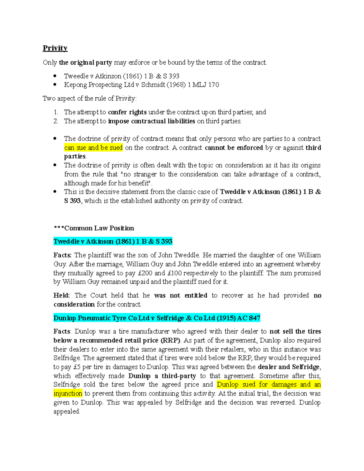 6-Privity - privity - Privity Only the original party may enforce or be ...