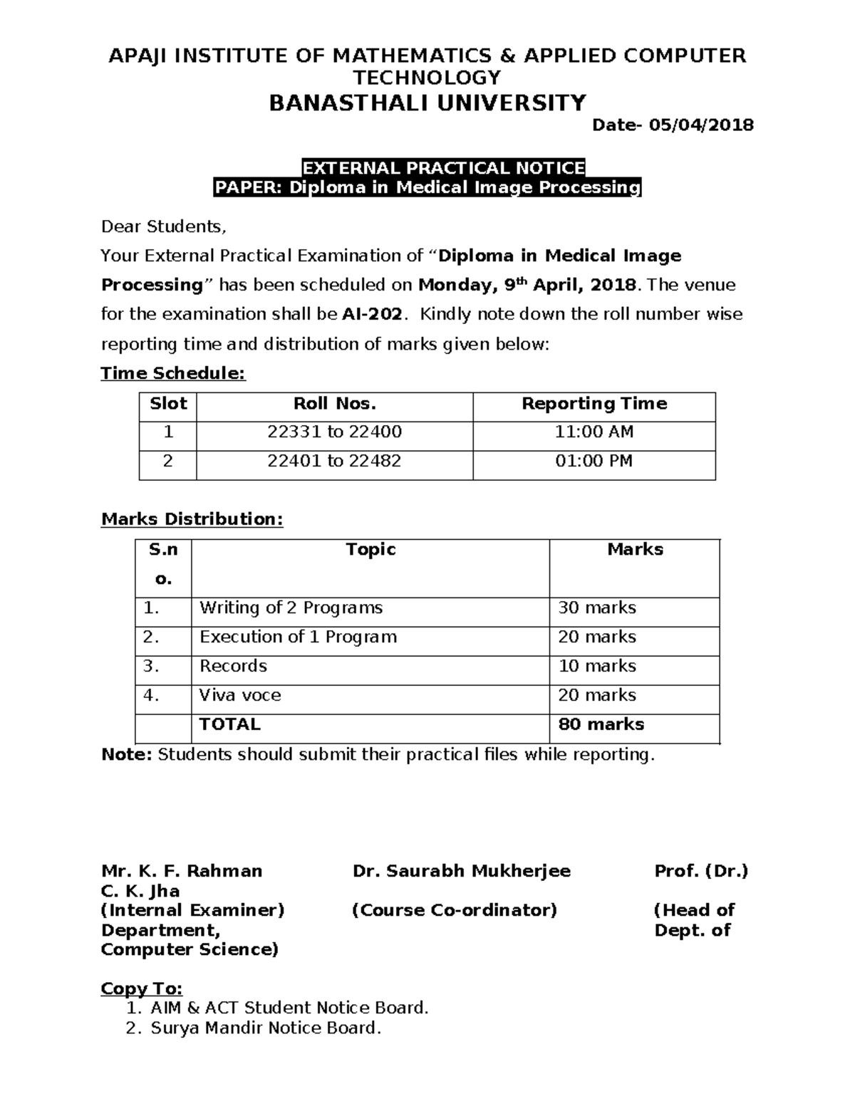 DMIP Practical Exam Notice - April 9, 2018 - Studocu