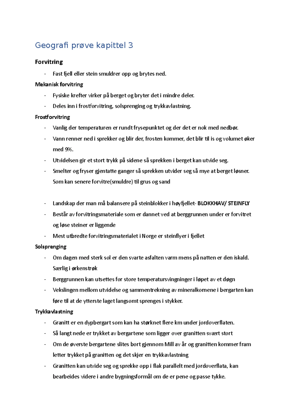 Kap 3. - forvitring, erosjon, Istid og morener - Geografi Kap. Erosjon ...