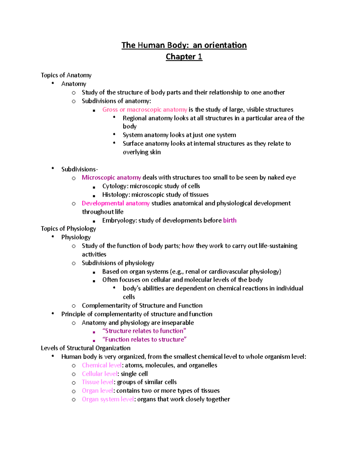 Anatomy and Physiology Overview: Body Structures and Functions - The ...