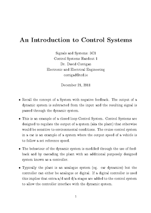 Lab 4 - Lab 4: Implementation of Block Diagram Reduction of a control system using MATLAB. - Studocu