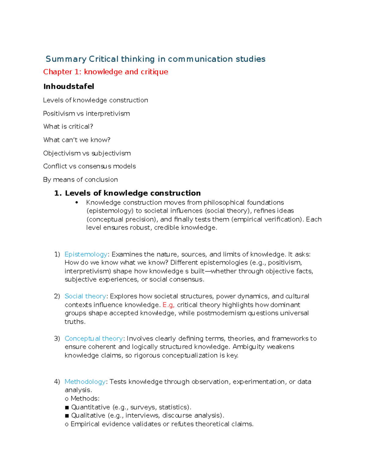 Summary of Critical Thinking in Communication Studies: Chapter 1 ...